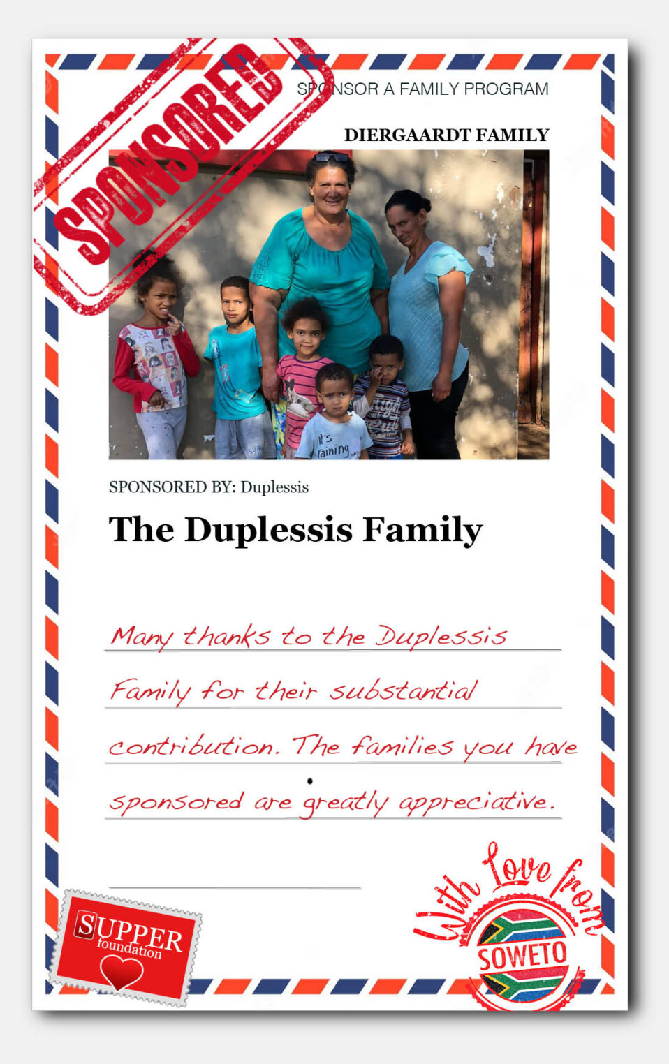 SPONSOR A FAMILY - Supper Foundation